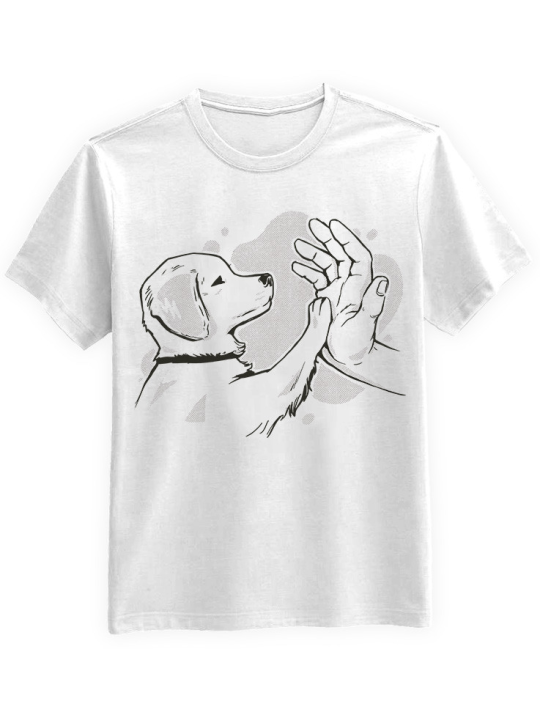 Koszulka Koszulka Męska Hand Paw Dog Biała - Pies Psy Zwierzęta