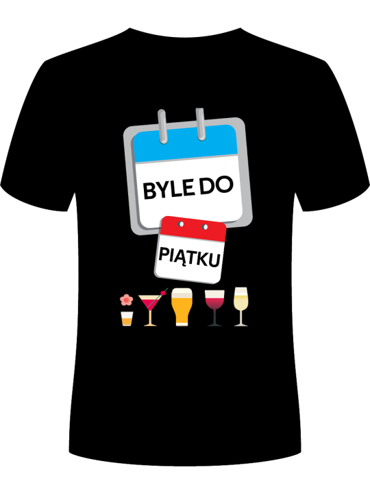 Koszulka Koszulka Męska Byle do Piątku Czarna - Śmieszne T-Shirty z ...
