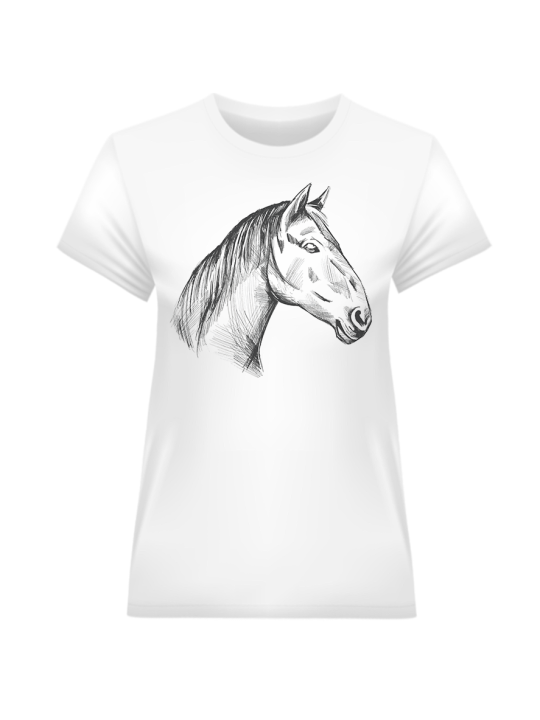 Koszulka Koszulka Damska Koń Rysunek Ręczny Biała - Śmieszne T-Shirty z ...